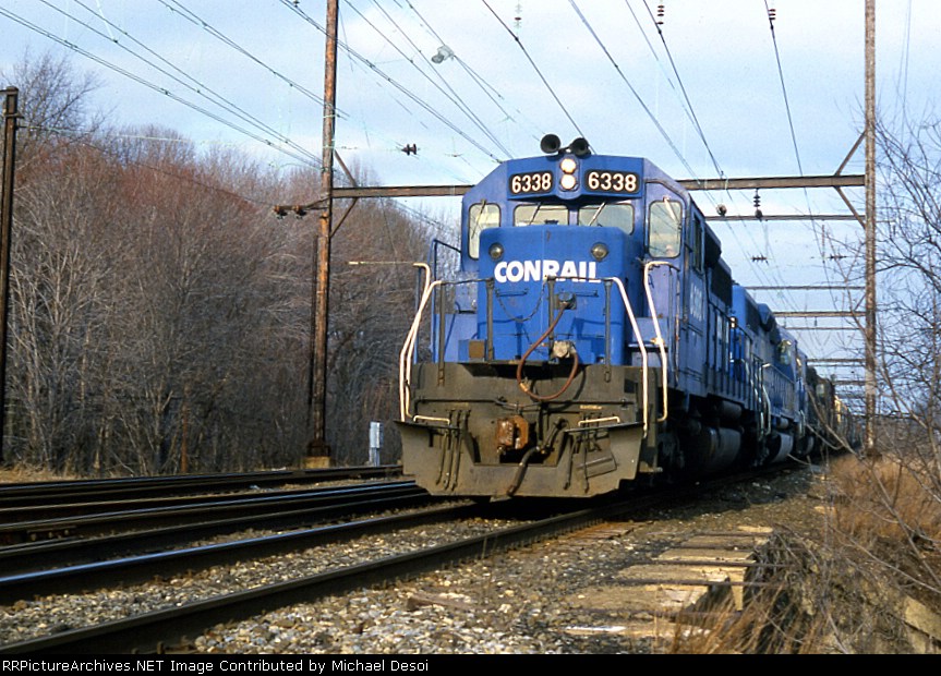 CR SD-40 #6338 leads a westbound